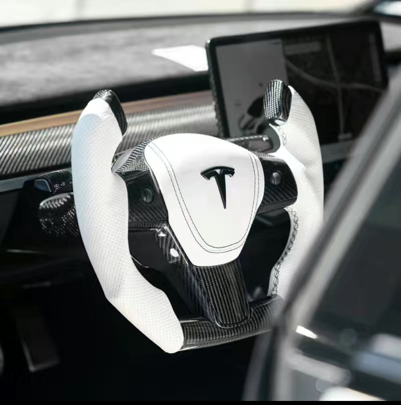 Customized bullhorn style steering wheel for 3/Y