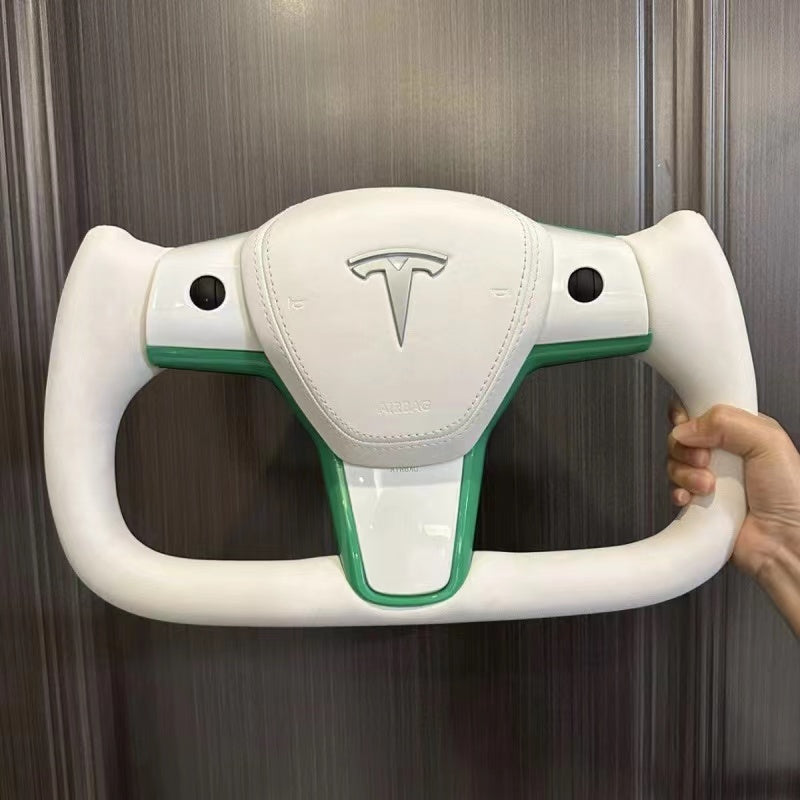 Model 3/Y Yoke Steering Wheel ( White Green )